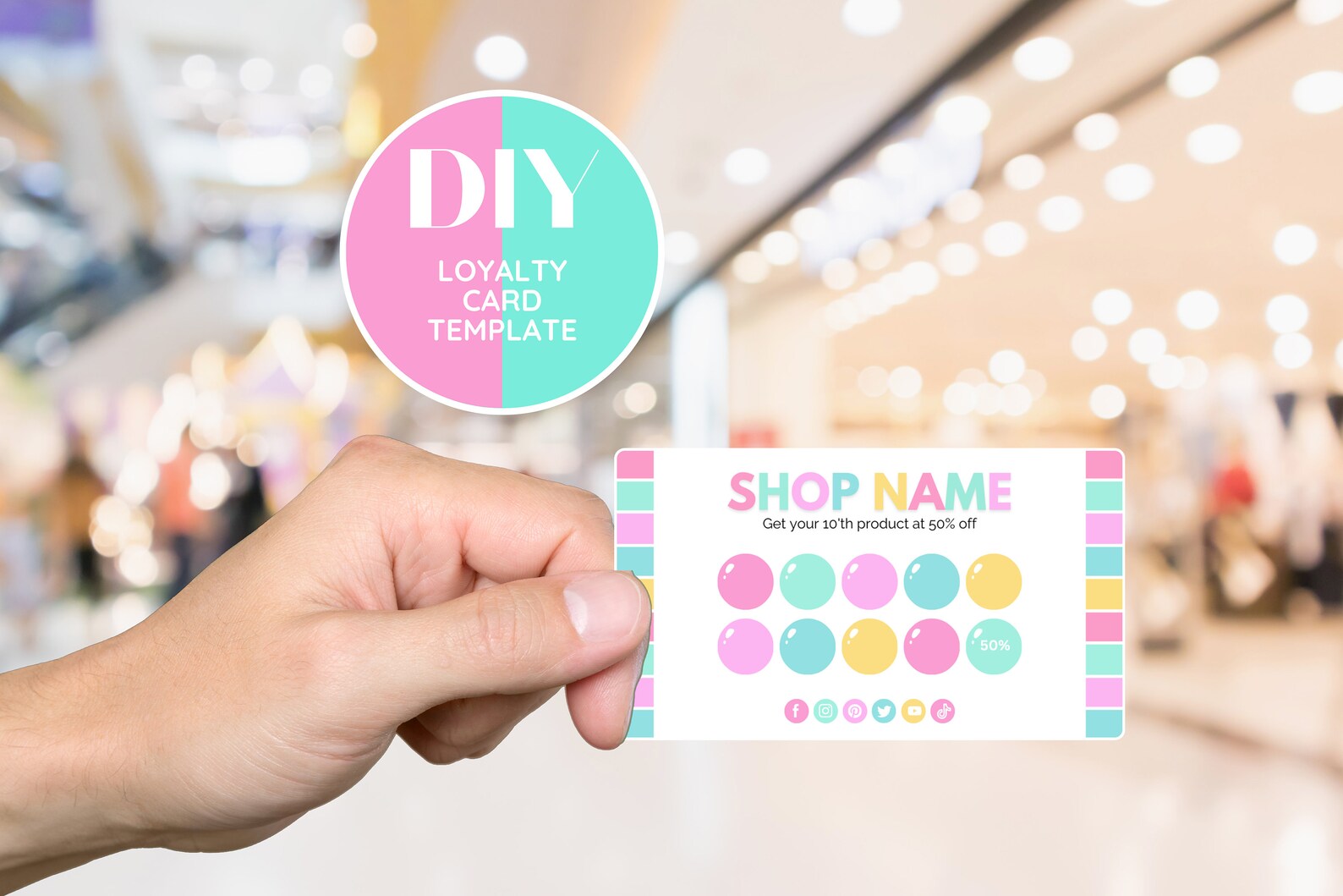 Bright Loyalty Card Template - Customer Punch Stamp Card - Edit in ...