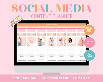 Google Sheets Content Planner Social Media Calendar Social - Etsy