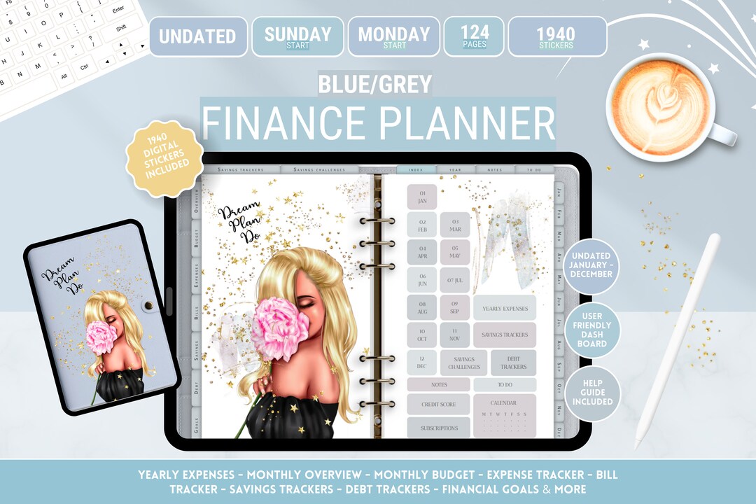 Digital Finance Planner: Cute Budget Tracker for Goodnotes, Notability ...