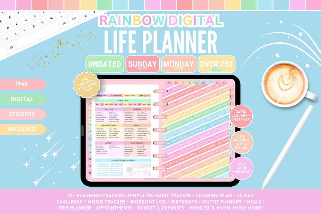 Rainbow Life Digital Planner Perfect for Goodnotes and Notability ...