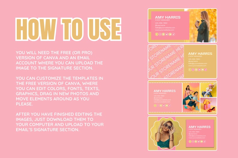 Cute Email Signature Bundle - Set of 4 Cute Editable Email Templates ...
