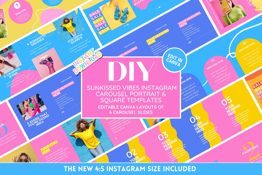 Instagram Carousel Bundle - Colorful Grid Template, Perfect for Fashion ...