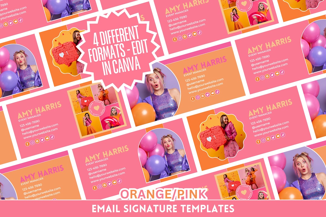 Cute Email Signature Bundle - Set of 4 Cute Editable Email Templates ...