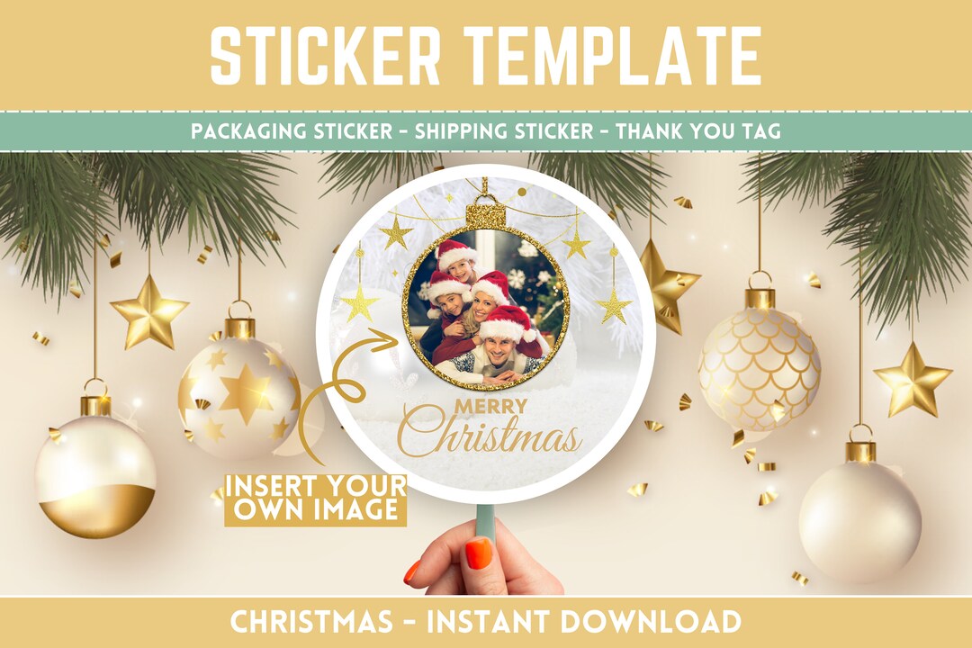 Christmas Sticker Template - Cute Portrait Label Template for Fun ...