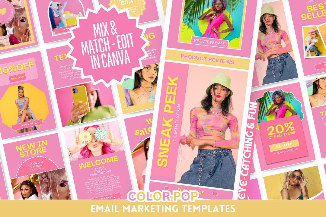 Newsletter Template Bundle - Cute Email Marketing Campaign Kit - Fun ...