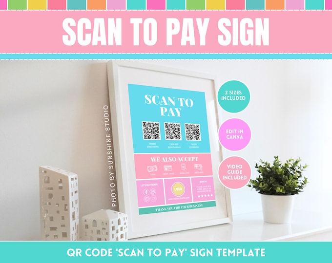 QR Code Sign Scan to Pay Template - Easy Payment & Follow Us on Social ...