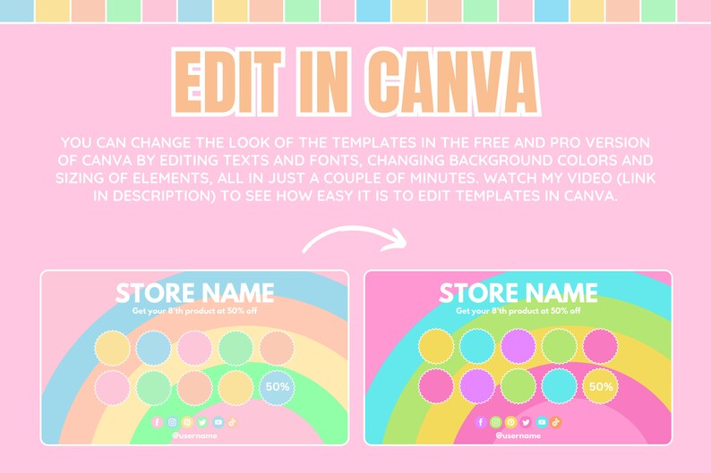 Cute Pastel Loyalty Card Template - Customer Punch Stamp Card - Edit in ...