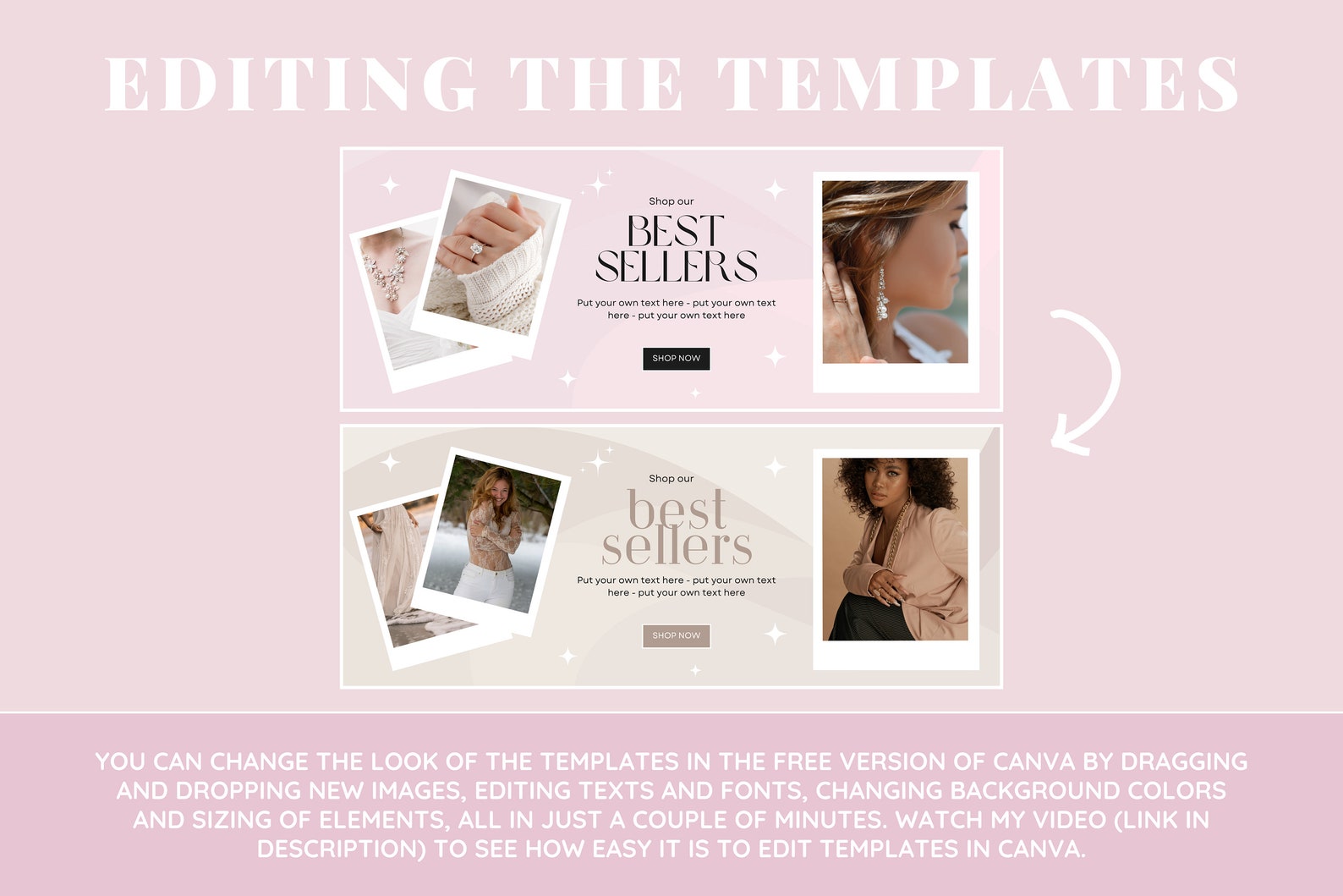 Shop Banner Template Bundle - Soft Pink Design for Your Online Store ...