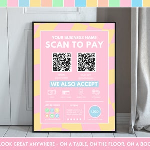 Scan to Pay Template QR Code Sign Easy Payment & Follow Us on Social ...