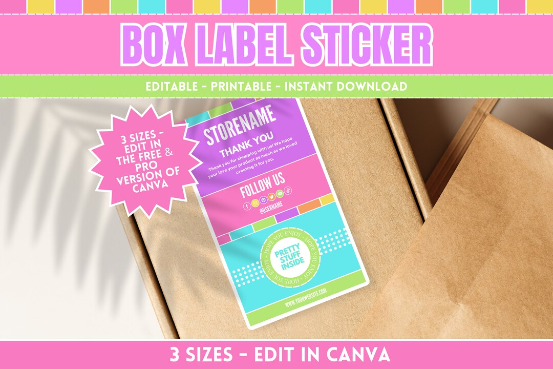 DIY Box Label Sticker Template Box Seal Label Template for Fun ...
