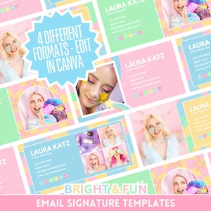 Bright Email Signature Bundle - Set of 4 Cute Editable Email Templates ...