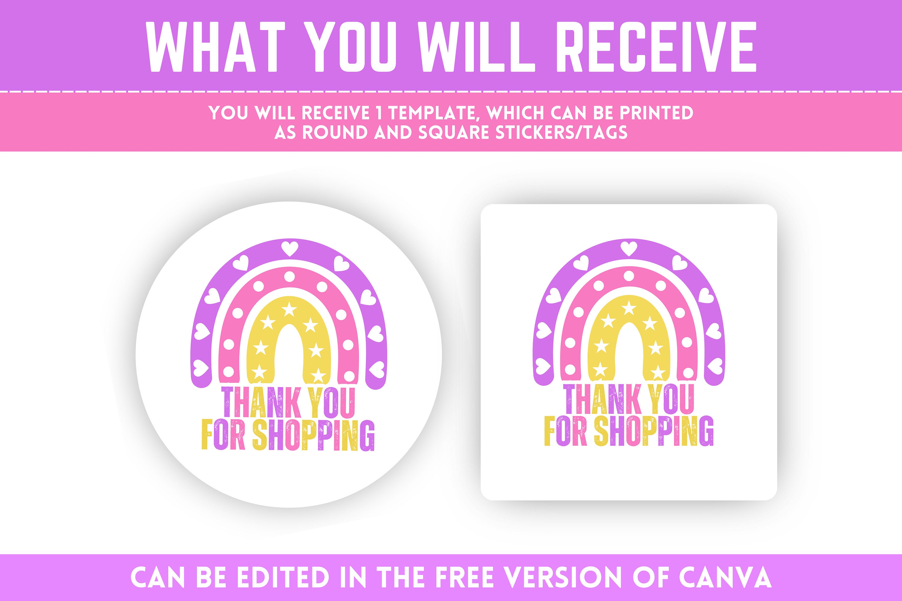 Cute Thank You Sticker Template - Label Template for Fun Packaging ...