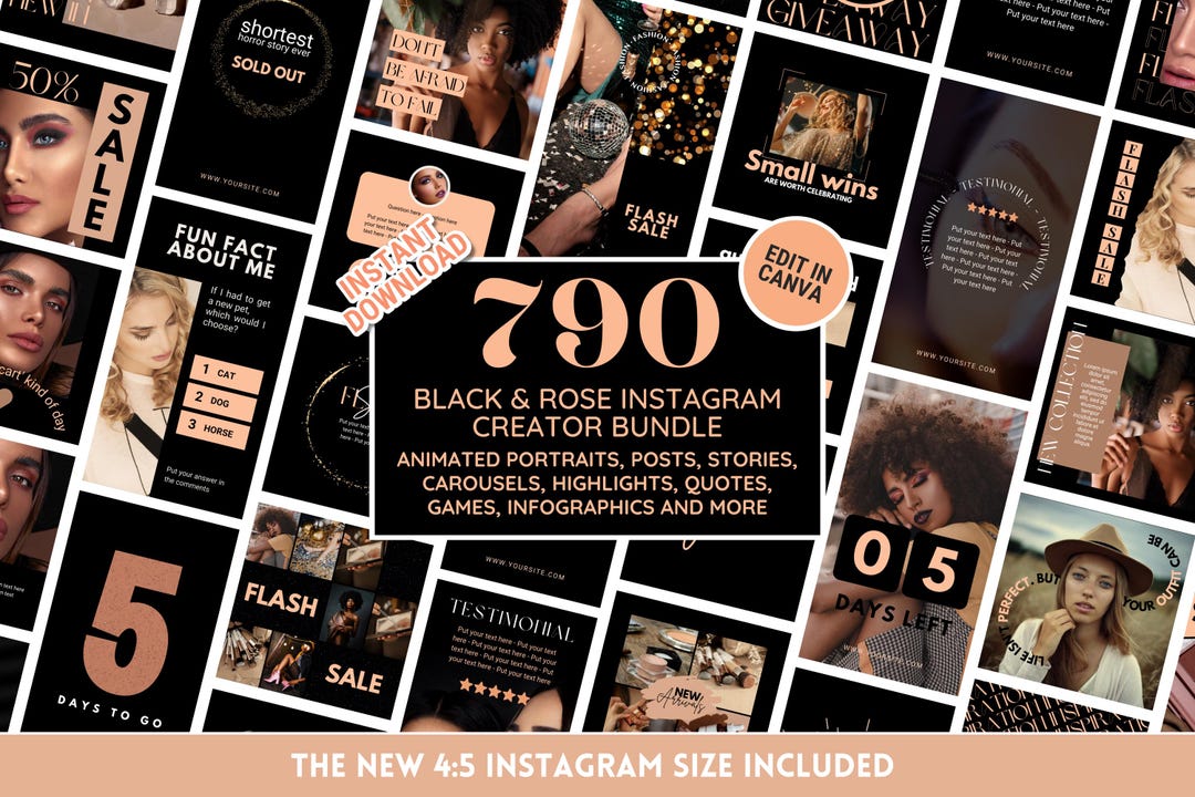 Instagram Template Bundle: Luxury Social Media Branding Kit - Portraits ...