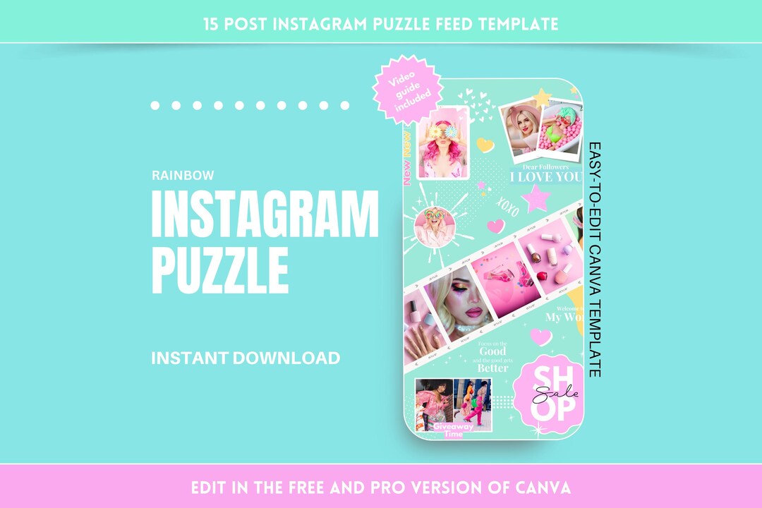 Rainbow Instagram Puzzle Grid: Seamless Feed for Fashion, Beauty, Coach ...
