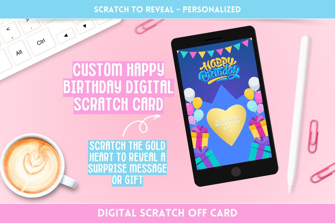 Digital Scratch off Card - Reveal Surprise Birthday Gift Message ...