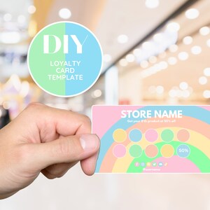 Cute Pastel Loyalty Card Template - Customer Punch Stamp Card - Edit in ...