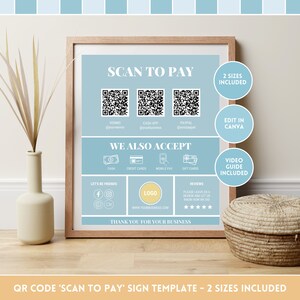 Blue Scan to Pay Template QR Code Sign - Easy Payment Display ...