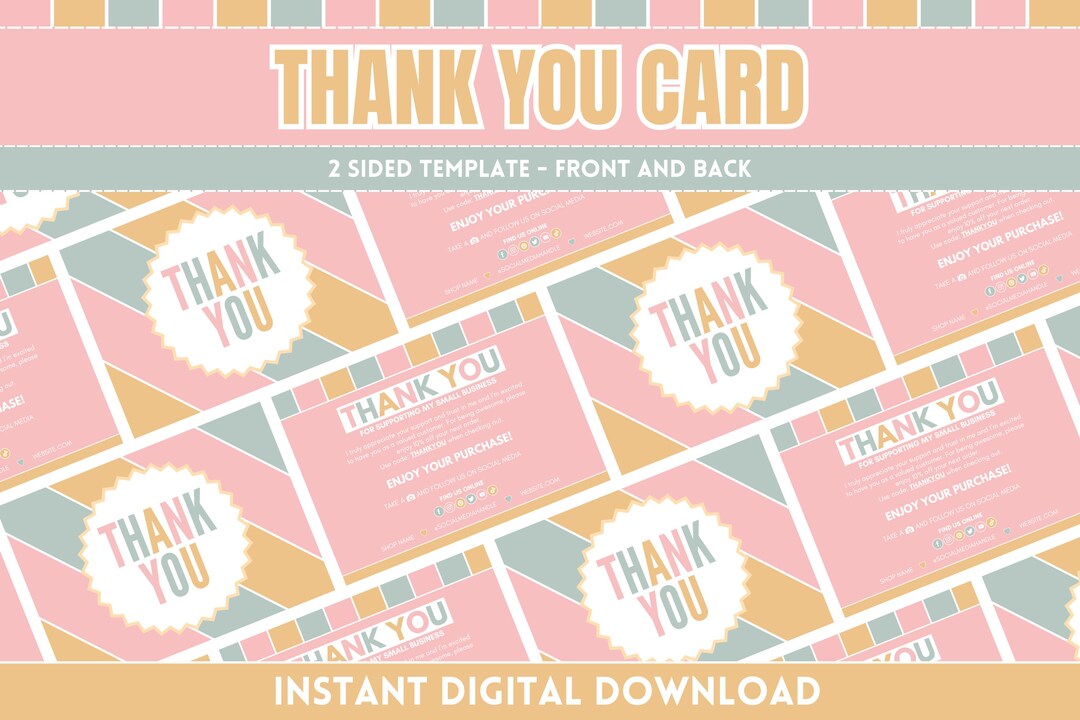 Business Thank You Card - Cute Template for Fun Packaging - DIY ...