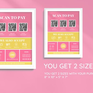 Color POP Scan to Pay Sign QR Code Sign Canva Template - Etsy