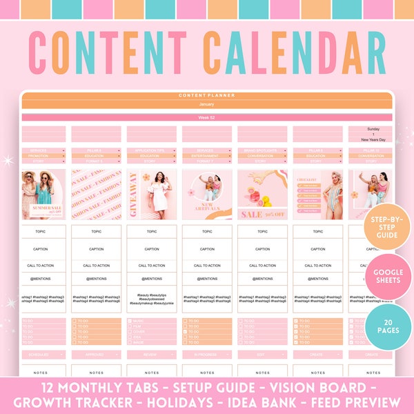 Social Media Content Planner - Etsy