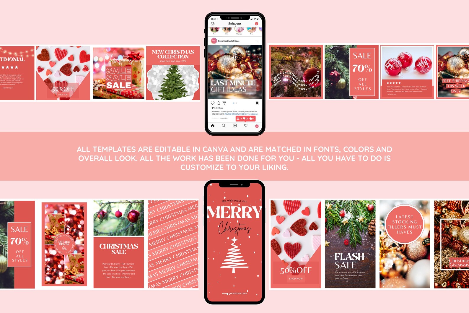 Christmas Instagram Template Bundle: Bright Festive Xmas Posts ...
