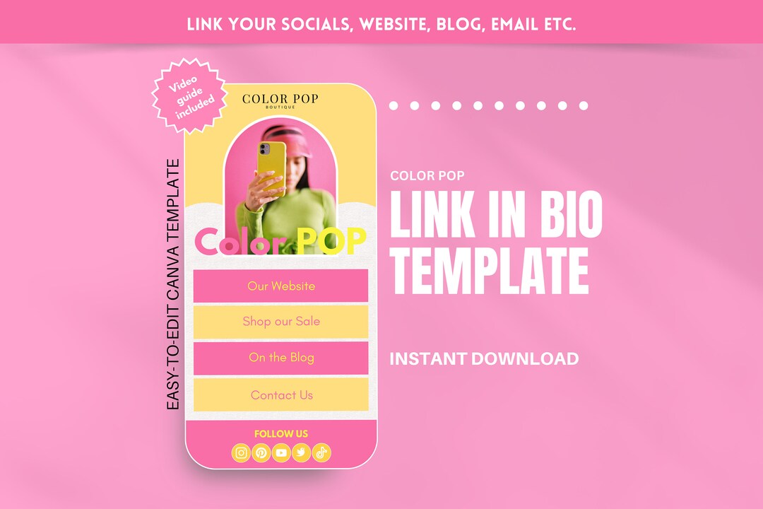 Link in Bio Template - Color POP Mini Canva Website for Small Business ...