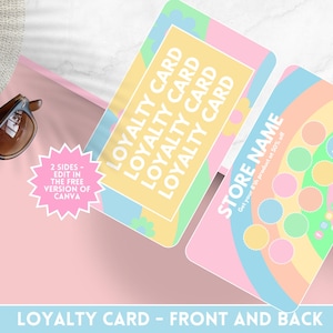 Cute Pastel Loyalty Card Template - Customer Punch Stamp Card - Edit in ...