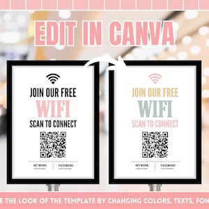 Wifi QR Code Sign - Editable Wifi Password Sign - Printable and Edit in ...