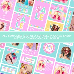 Vibrant & Eye-catching Canva Bundle: Cute Rainbow Colorful Instagram ...