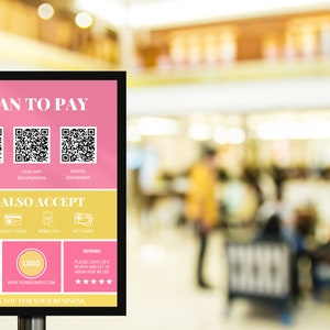 Color POP Scan to Pay Sign QR Code Sign Canva Template - Etsy