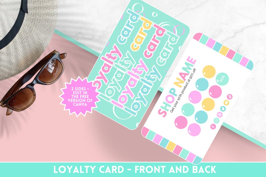 Bright Loyalty Card Template - Customer Punch Stamp Card - Edit in ...