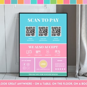 Colorful Scan to Pay Template - QR Code Sign - Easy Payment Display ...