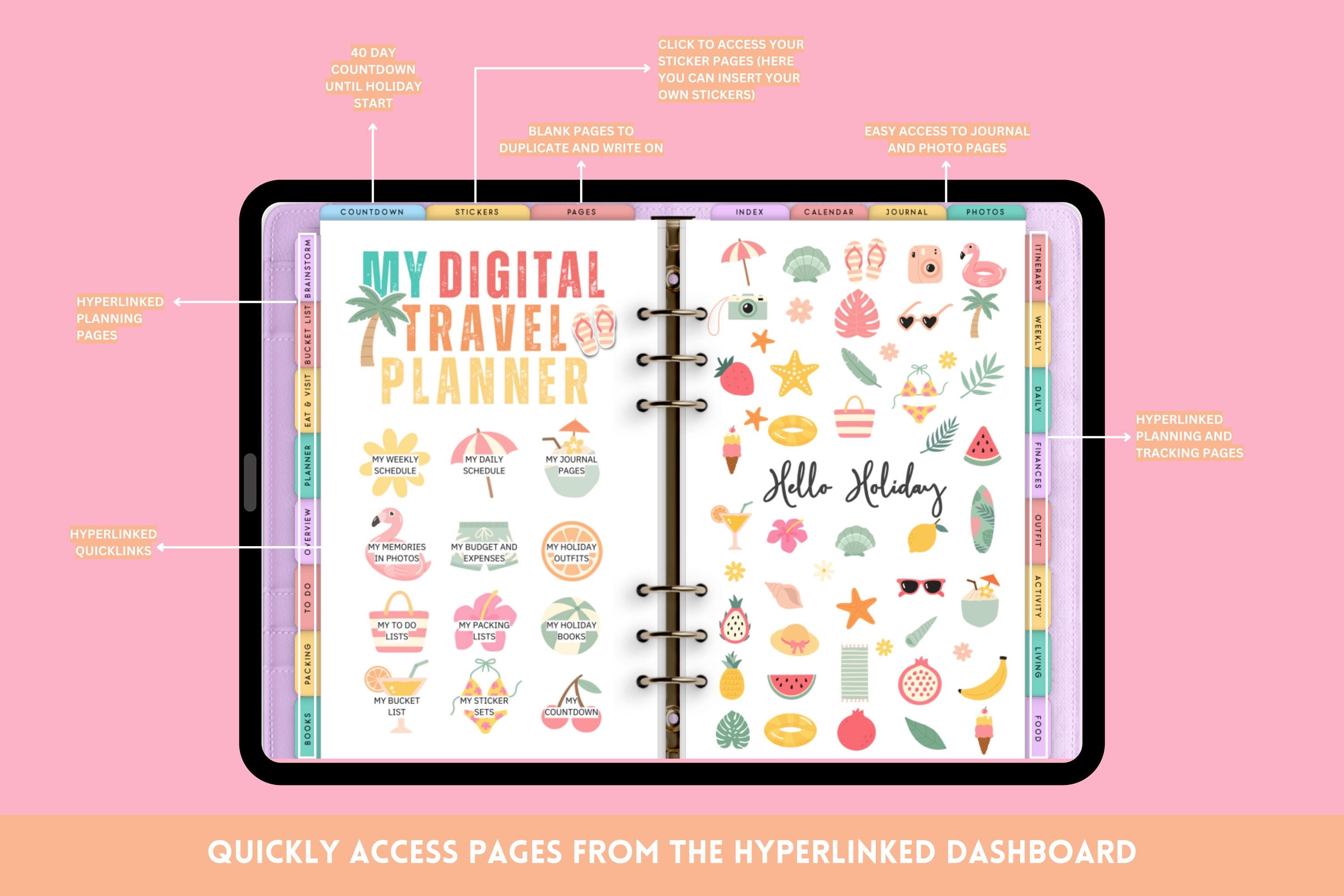 Pastel Digital Planner Bundle - Life Planner, Travel Planner, Notebook ...