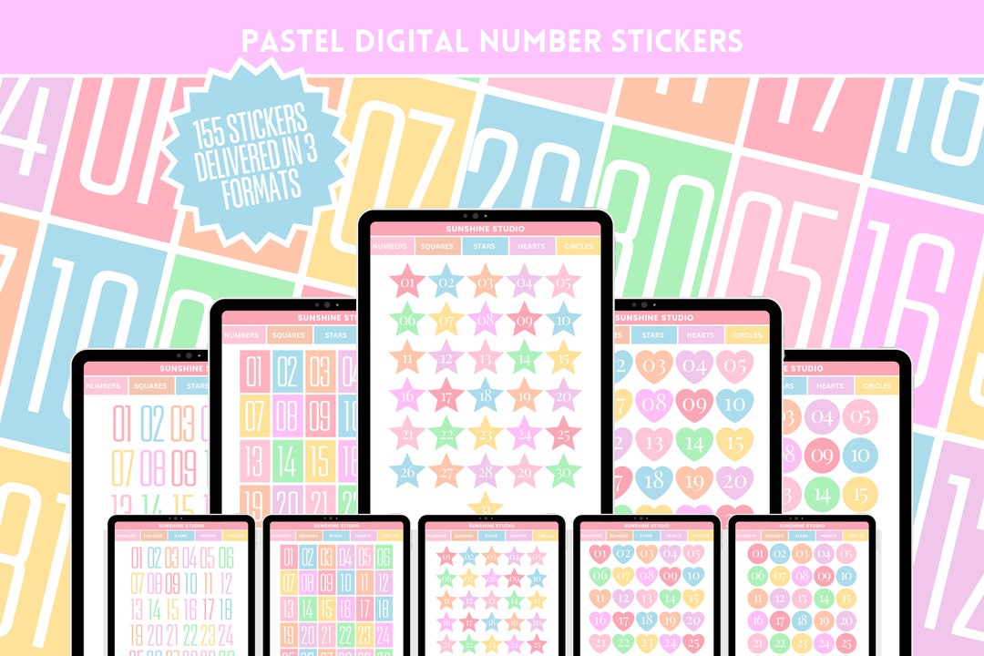Pastel Digital Planner Sticker Set - Square, Heart, Star, Circle ...