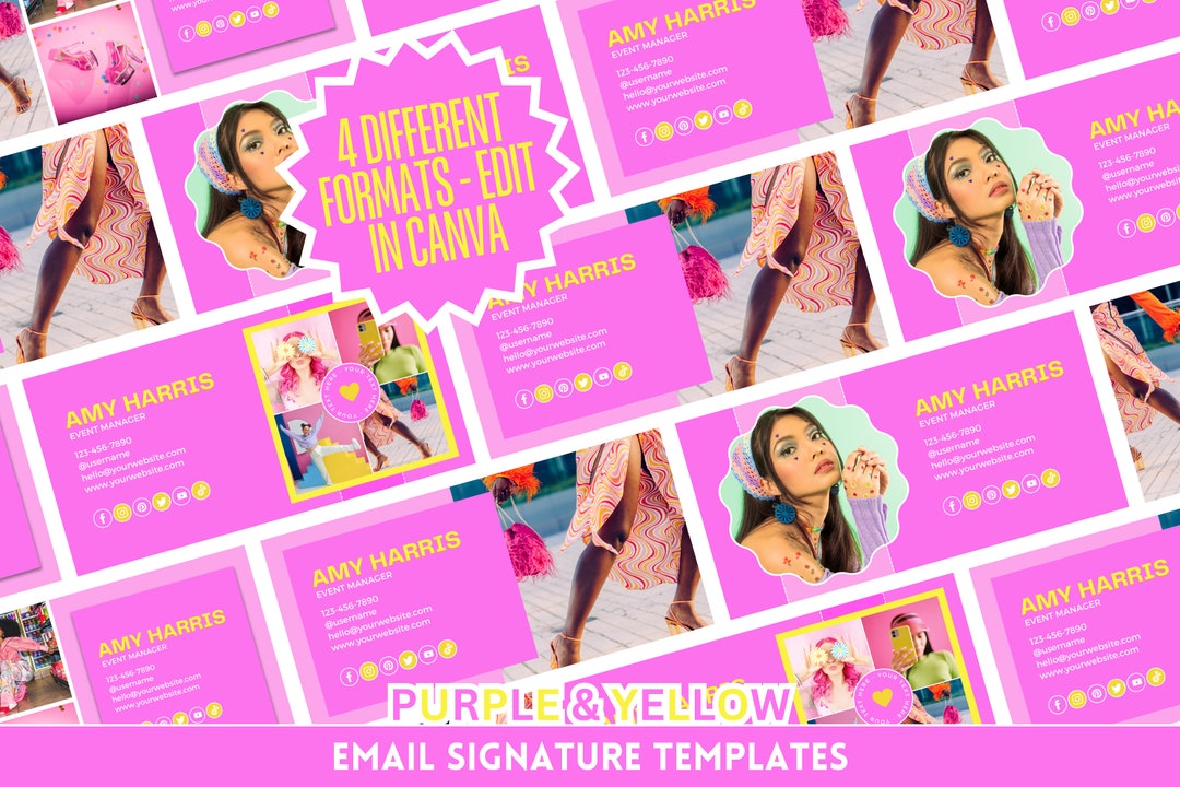 Cute Email Signature Bundle - Set of 4 Cute Editable Email Templates ...