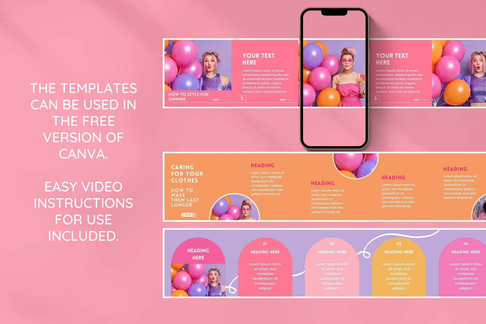 Seamless Instagram Carousel Bundle - Colorful and Fun Grid Template ...