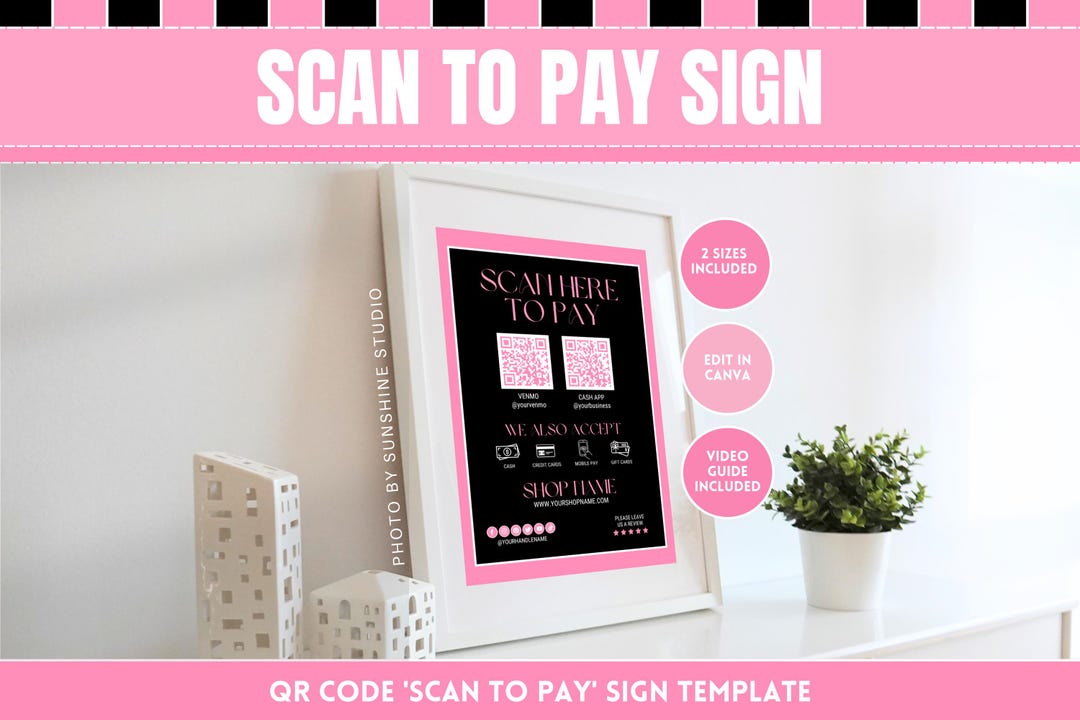 Scan to Pay Template QR Code Sign - Easy Payment & Follow Us on Social ...