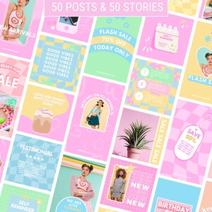 Fun Instagram Template Bundle: Colorful Bright & Happy Posts, Stories ...