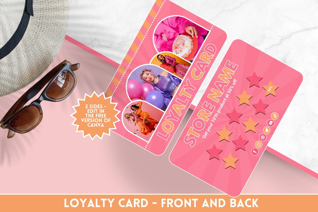 Colorful Loyalty Card Template - Customer Punch Stamp Card - Edit in ...