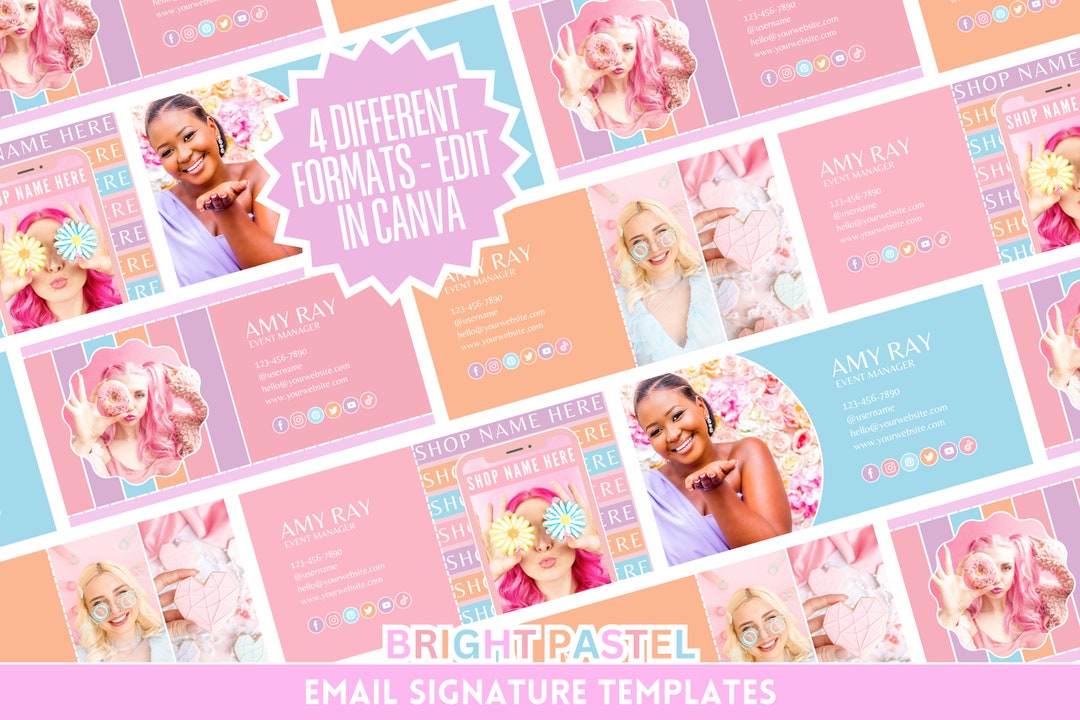 Fun Email Signature Set - Bundle of 4 Editable Email Templates - Edit ...