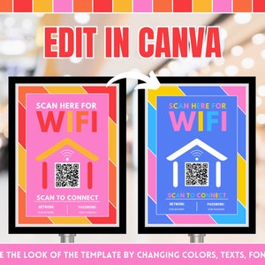 Colorful Wifi QR Code Sign - Editable Wifi Password Sign - Printable ...