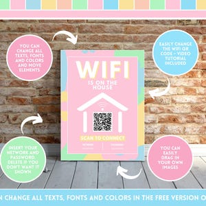 Pastel Wifi QR Code Sign - Editable Wifi Password Sign - Printable and ...