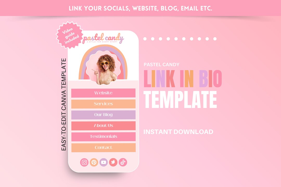 Link in Bio Template - Pastel Candy Instagram Landing Page - Canva ...