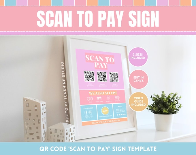 QR Code Sign Scan to Pay Template - Easy Payment & Follow Us on Social ...