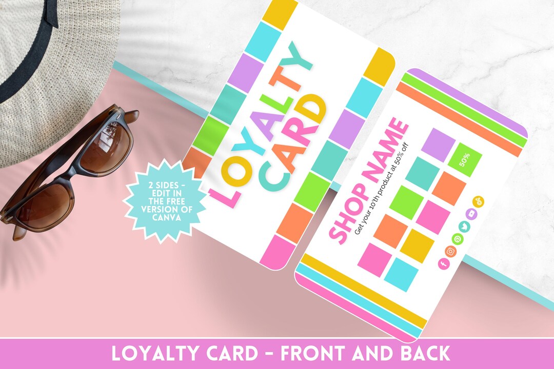 Colorful Loyalty Card Template - Customer Punch Stamp Card - Edit in ...