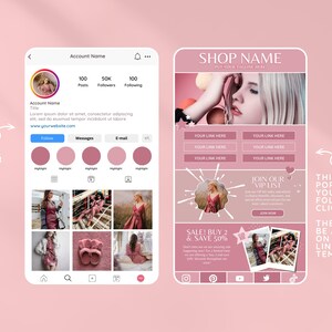 Cute Link in Bio Template - Small Business Canva Website - Blush Pink ...