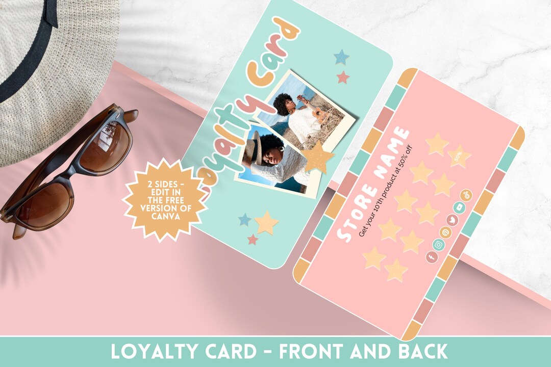 Boho Loyalty Card Template - Customer Punch Stamp Card - Edit in Canva ...