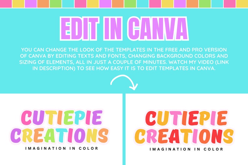 Cute DIY Logo Templates - Bright & Colorful Business Logo Templates - Edit in Canva - Instant ...