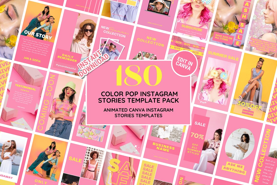 Instagram Story Bundle: Cute Color POP Social Media Branding Kit ...