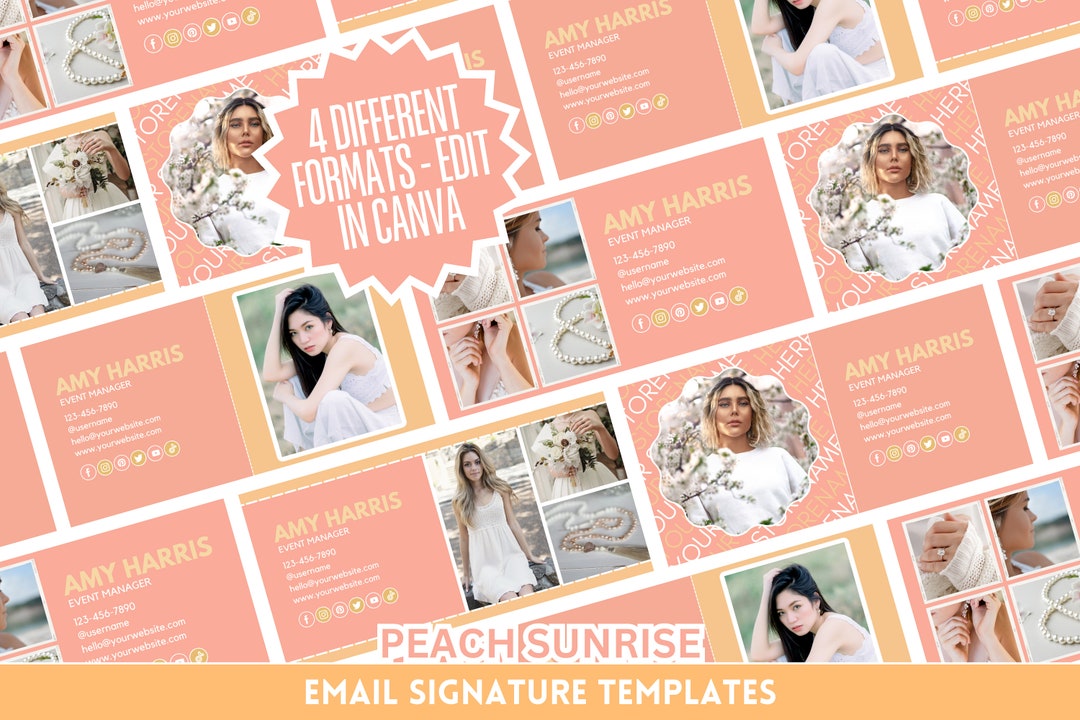 Feminine Email Signature Bundle - Set of 4 Cute Editable Email ...